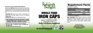 Iron Caps - Whole Food Essentials - 60 Vegan Caps - My Natures Delight