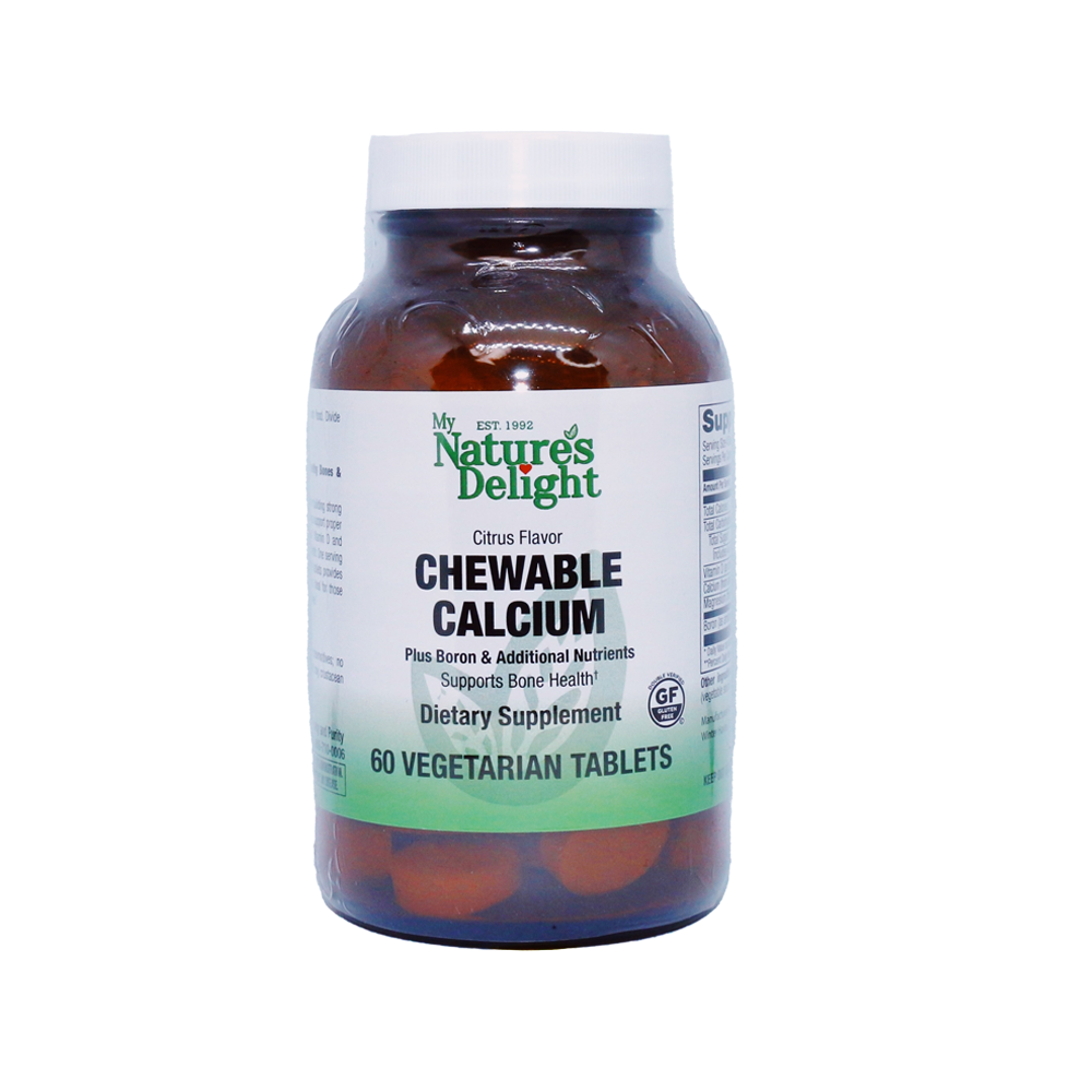 Chewable Calcium - 60 Veg Tabs - Natural Citrus Flavor - My Natures Delight