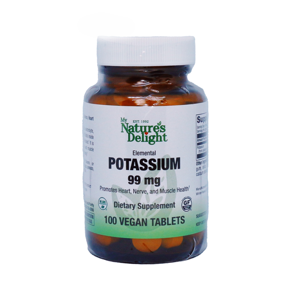 Potassium 99 mg - 100 Vegan Tabs - My Natures Delight