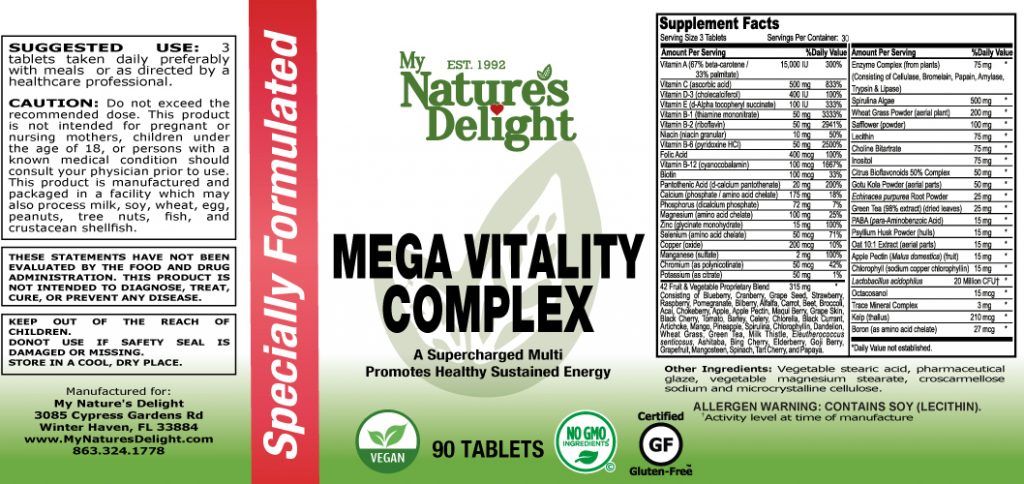 Mega Vitality Complex - 90 Tabs - My Natures Delight