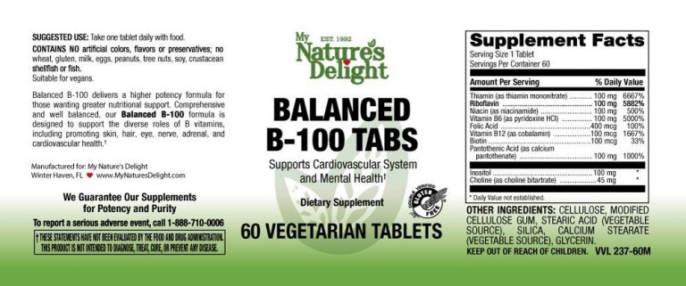 Balanced B-100 -60 Veg Tabs | My Nature's Delight