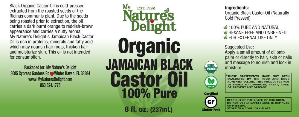 Organic Jamaican Black Castor Oil – 8 oz – Glass | My Nature’s Delight